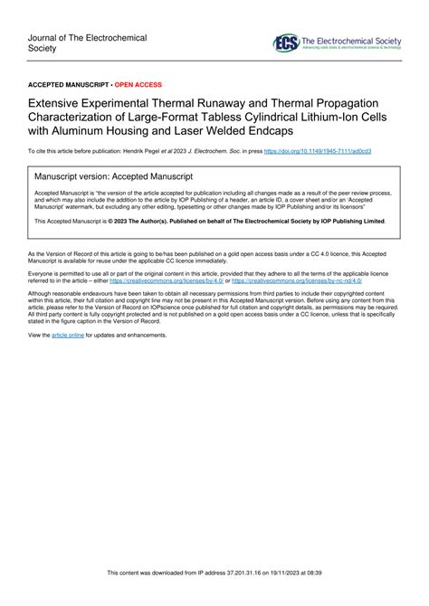 Pdf Extensive Experimental Thermal Runaway And Thermal Propagation