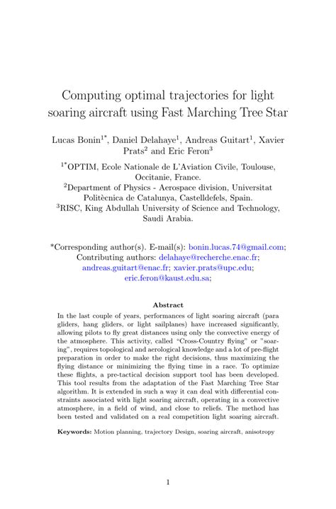 pdf computing optimal trajectories for light soaring aircraft using