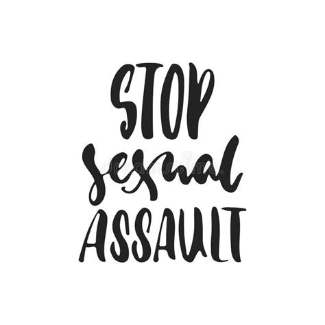 Stop Sexual Assault Hand Drawn Lettering Phrase Isolated On The Black