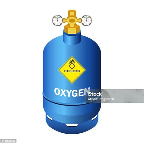 Bouteille De Gaz Bleue Contenant De Loxygène Isolé Sur Fond Blanc Illustration Vectorielle