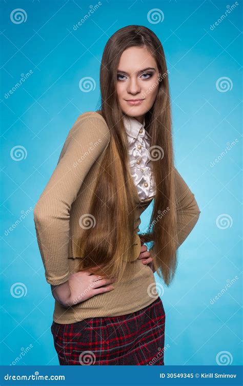Teen Girl With Long Straight Hair Stock Image Image Of Pose Clothes