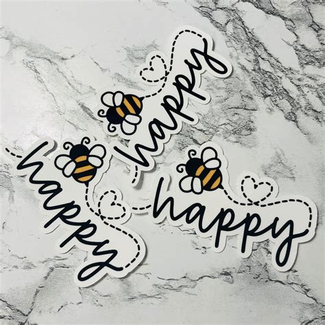 Bee Happy Sticker Etsy