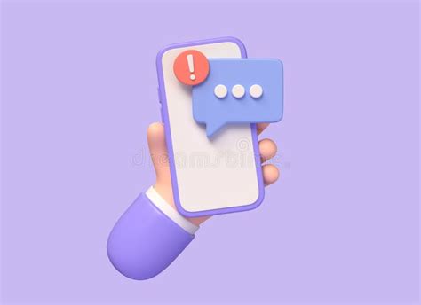 3d Mobile Phone And Speech Bubble With Comment Icon Warning Exclamation Mark Social Media Chat
