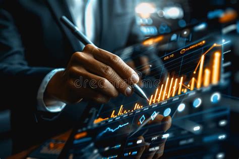Business Holographic Financial Graph Charts Futuristic Interface Analytics And Financial Growth