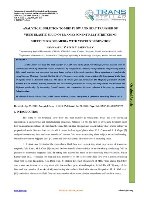 Pdf Analytical Solution To Mhd Flow And Heat Transfer Of Visco