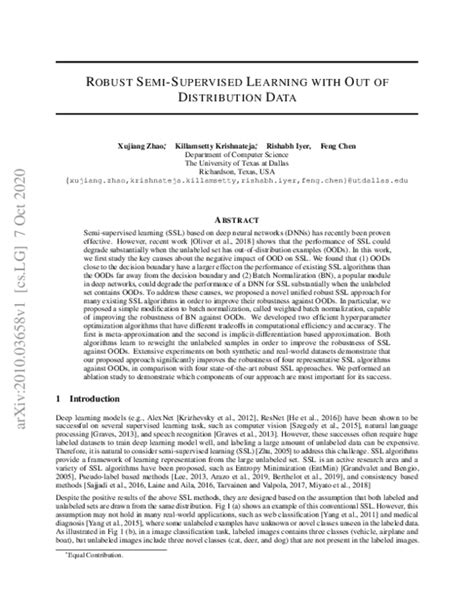 Pdf Robust Semi Supervised Learning With Out Of Distribution Data