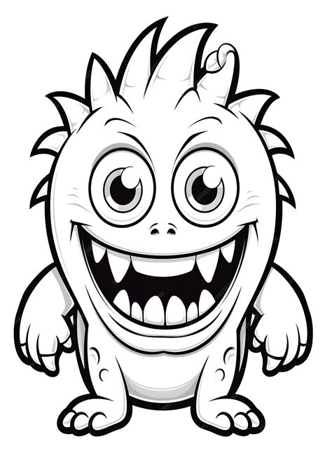 몬스터 컬러링 페이지 몬스터 캐릭터 라인 아트 컬러링페이지 괴물 아웃라인 드로잉 컬러링 피지 몬스터 콜러링 북 Ai 생성 프리미엄 사진