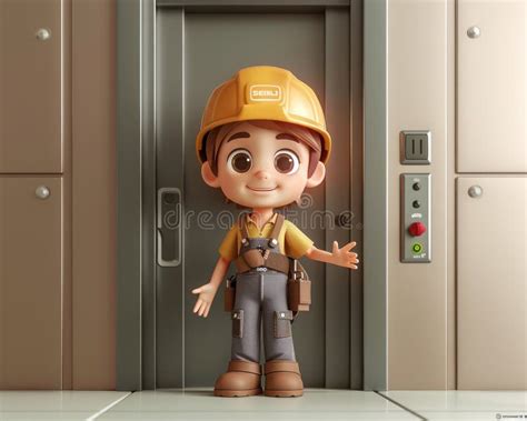 Adorable 3d Animated Construction Worker Character With Hard Hat And