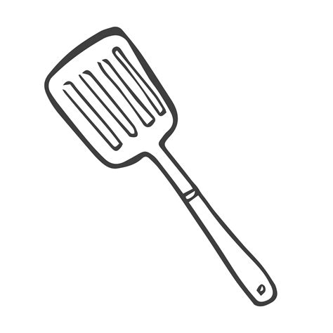 Spatula Kitchenware Sketch Doodle Line Vector Kitchen Utensil And