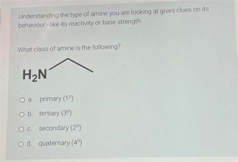 Solved Understanding The Type Of Amine You Are Looking At Chegg Com