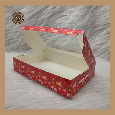 6 Christmas Print Brownie Box Xmas Box Christmas Brownie Box Red