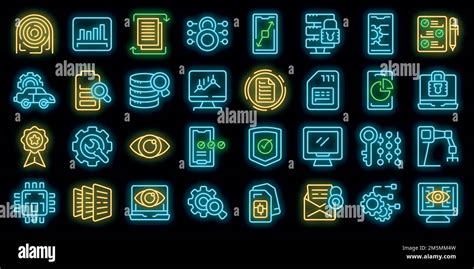 technical overview icons set outline vector camera specification dual