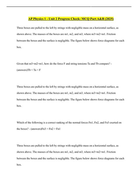 Ap Physics 1 Unit 2 Progress Check Mcq Part Aandb 2025 Ap Physics 1 Unit 2 Progress Check