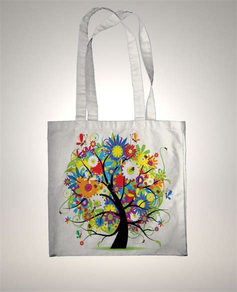 TOTE BAG Cotton Design Tree Full Of Colors By Biosphereshop