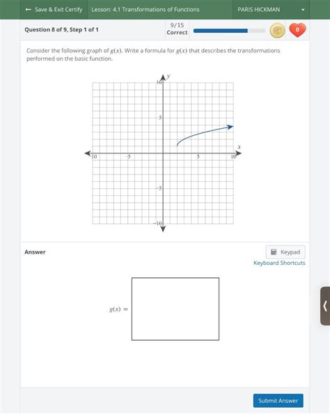 Solved + Save & Exit Certify Lesson: 4.1 Transformations of | Chegg.com