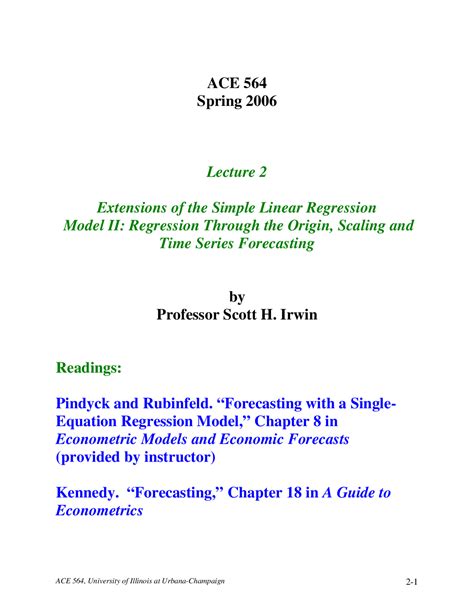 Regression Through The Origin Applied Regression Models Ii Ace 564 Docsity