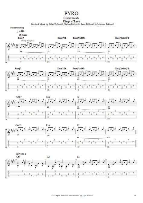 Pyro Tab By Kings Of Leon Guitar Pro Guitar And Vocals Mysongbook