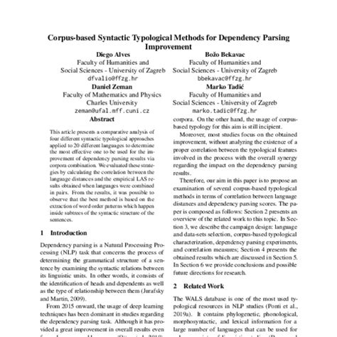 Corpus Based Syntactic Typological Methods For Dependency Parsing