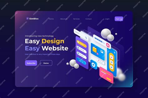 아이소메트릭 Uiux 방문 페이지 템플릿 무료 벡터