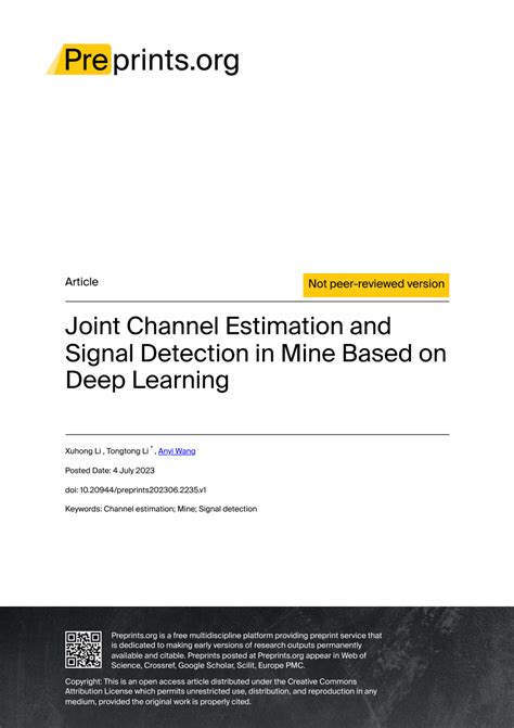 PDF Joint Channel Estimation And Signal Detection In Mine Based On Deep Learning