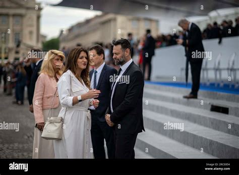 Paris France July 14 2023 Matthias Savignac And Marlene Schiappa During The Bastille Day