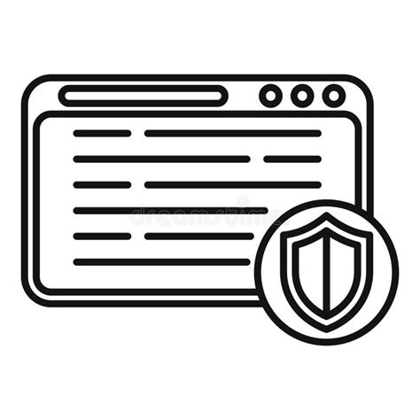 Line Art Illustration Of A Web Browser Window With A Shield Indicating Internet Security Stock