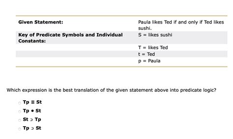 Solved 1 Singular Statements In Predicate Logic Predicate