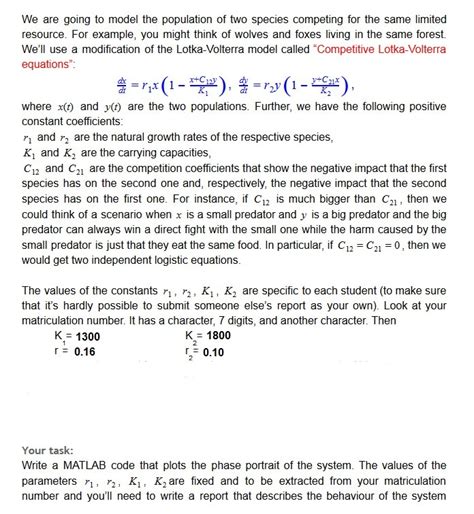 solved matlab write a code on a predator prey model