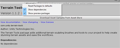 Cant Find Terrain Tools Package Unity Engine Unity Discussions