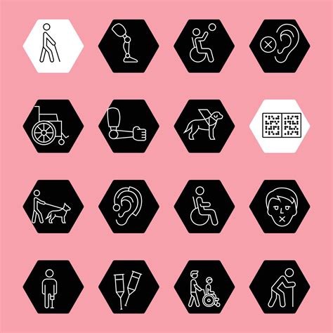 Disability Line Icon Set Black And White Vector Art At Vecteezy