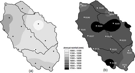 Interpolated Spatial Distribution Of Annual Rainfall For A 1987 And