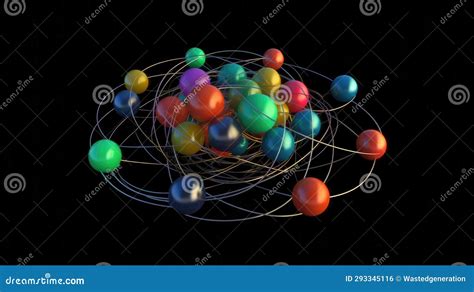 Glistening Atom Molecules Floating In A Dark 3d Space Cosmic