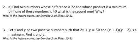 Solved 2 A Find Two Numbers Whose Difference Is 72 And Chegg Com