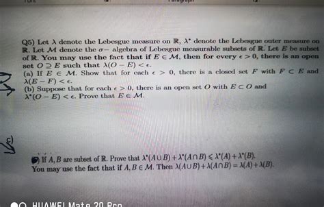 solved q5 let x denote the lebesgue measure on r denote