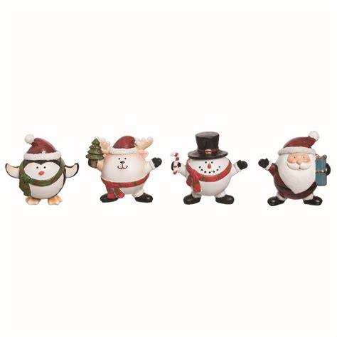 Transpac Resin Christmas Snowball Character Figurine Set Of 4 Festive