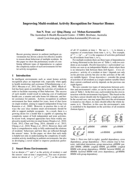 Pdf Improving Multi Resident Activity Recognition For Smarter Homes