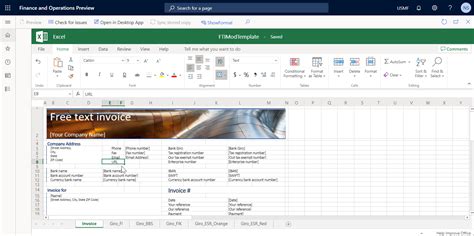 在 Microsoft Excel 中将新字段添加到业务文档模板 Finance And Operations Dynamics 365