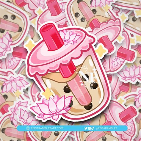 Boba Sticker Food Sticker Kawaii Sticker Boba Kiss Cut Sticker