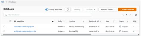Python Boto RDS Postgres MySQL Connect List Start Stop Delete