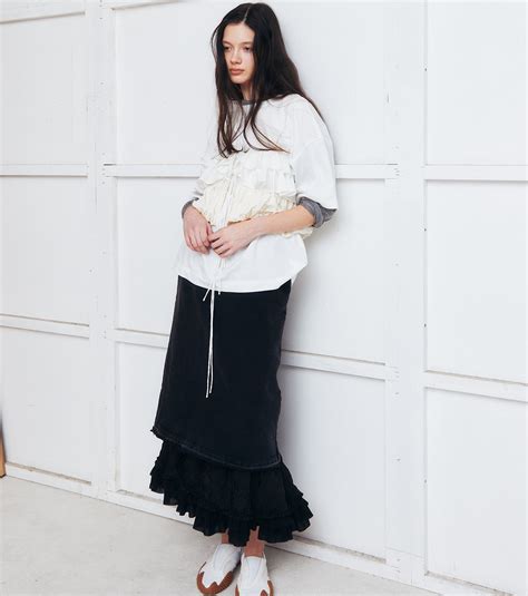 ル シェル ブルー Le Ciel Bleu Washed Sweat Skirt Ruffle Restir リステア