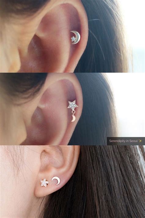 Star And Crescent Moon Ear Piercings Ear Piercings Earings Piercings