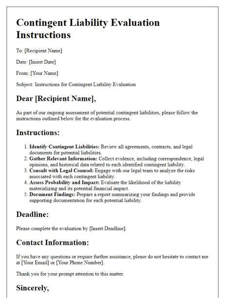 Letter Template For Contingent Liability Disclosure Advice Free