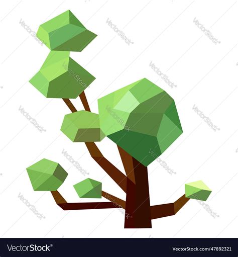 Abstract Low Poly Tree Icon Isolated Geometric Vector Image