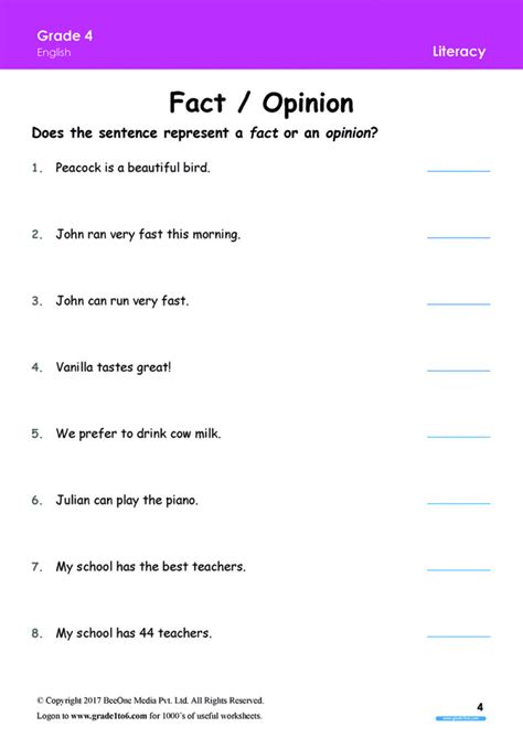 Grade 4 Worksheets English Pdf With Answers