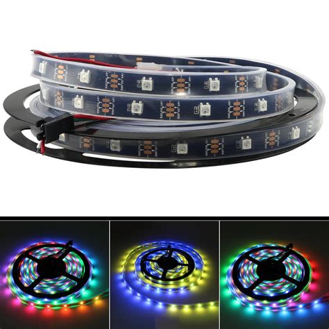 WS2812B LED Strip Individually Addressable RGB Smart Pixels Strip 1m 3m 5m DC5V Black PCB WS2812