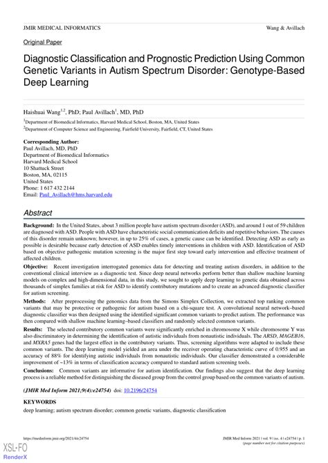 Pdf Autism Spectrum Disorders Classification Using Genotype Data A Deep Learning Based