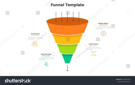 Funnel Diagram Four Colorful Layers Levels Stock Vector Royalty Free
