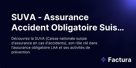 Suva Assurance Accident Obligatoire Suisse Factura