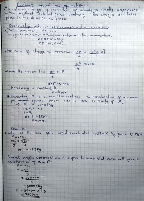 Form KCSE Physics Notes On Newton S Laws Of Motion