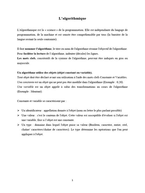 cours algo pdf